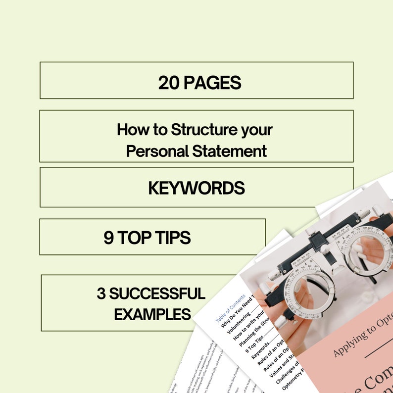 Optometry Personal Statement Guide | Instant Digital Download - Etsy