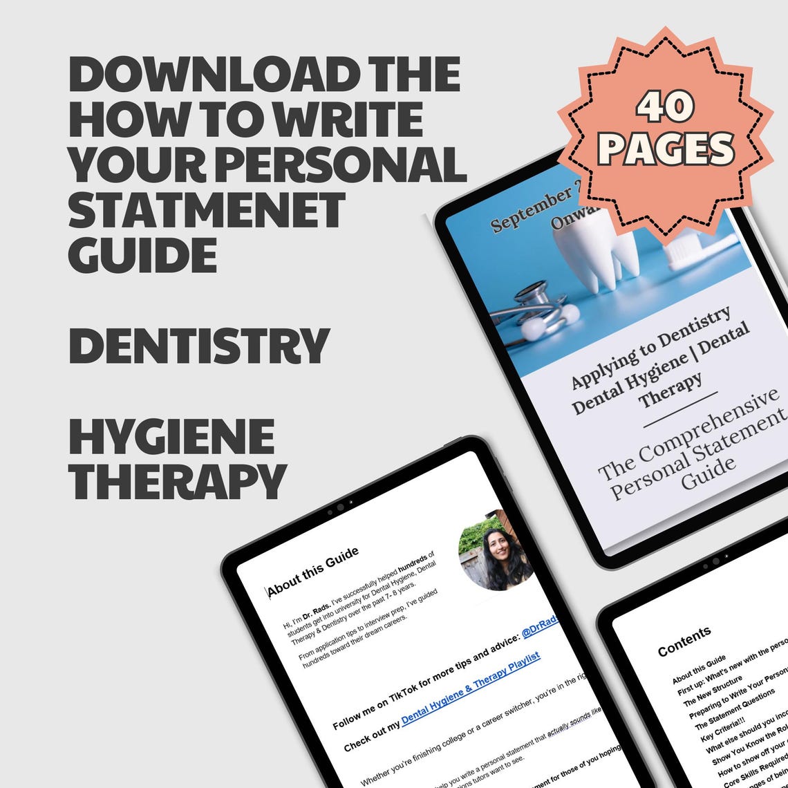 Dentistry & Dental Hygiene Therapy Personal Statement E-guide 2026 ...