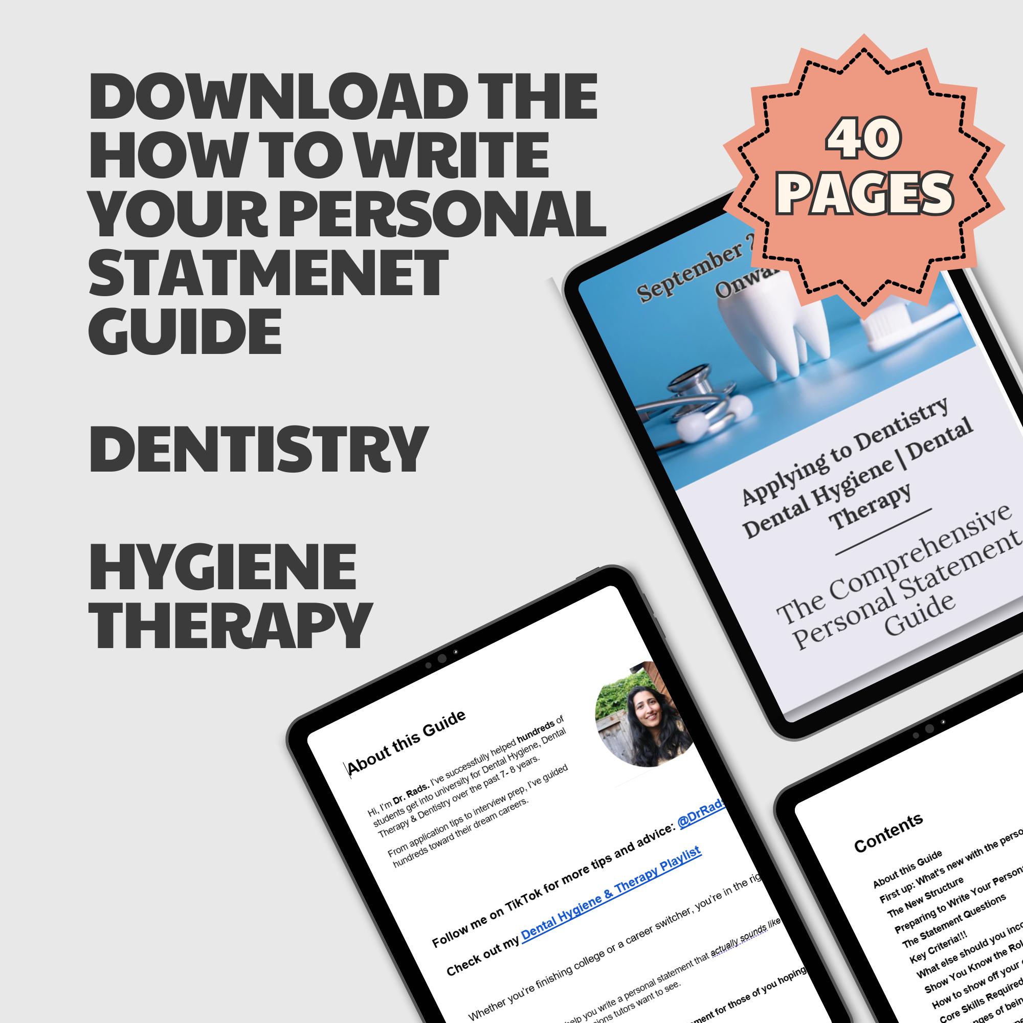 Dentistry & Dental Hygiene Therapy Personal Statement E-guide 2026 ...
