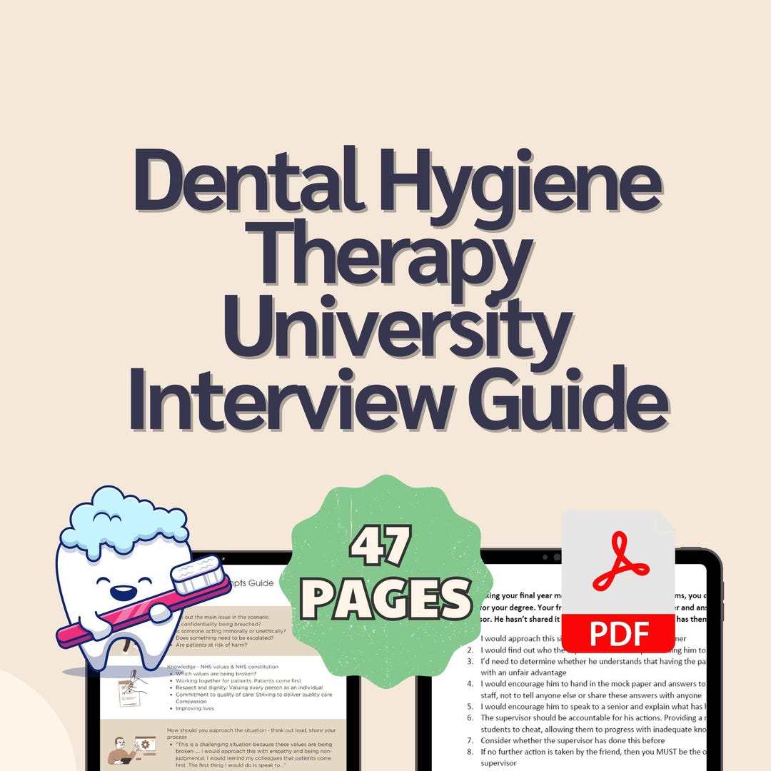 Interview Guide for Dental Hygiene and Dental Therapy Applicants - Etsy