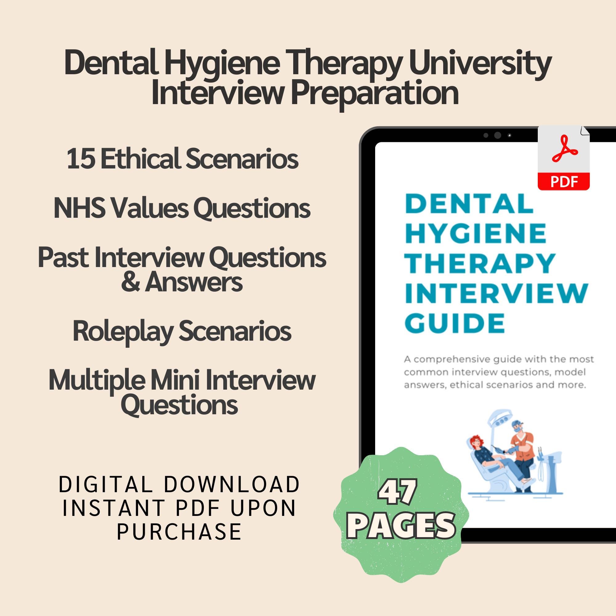 Interview Guide for Dental Hygiene and Dental Therapy Applicants - Etsy