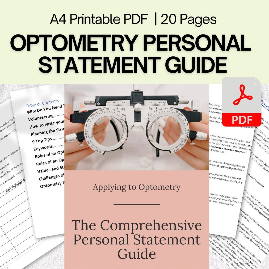 Optometry Personal Statement Guide | Instant Digital Download - Etsy