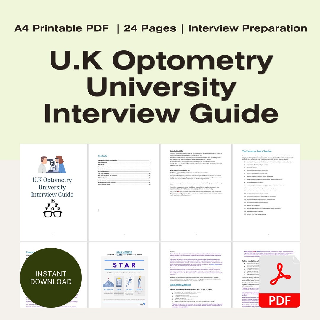 Optometry University Interview Guide | U.K | Digital Download - Etsy