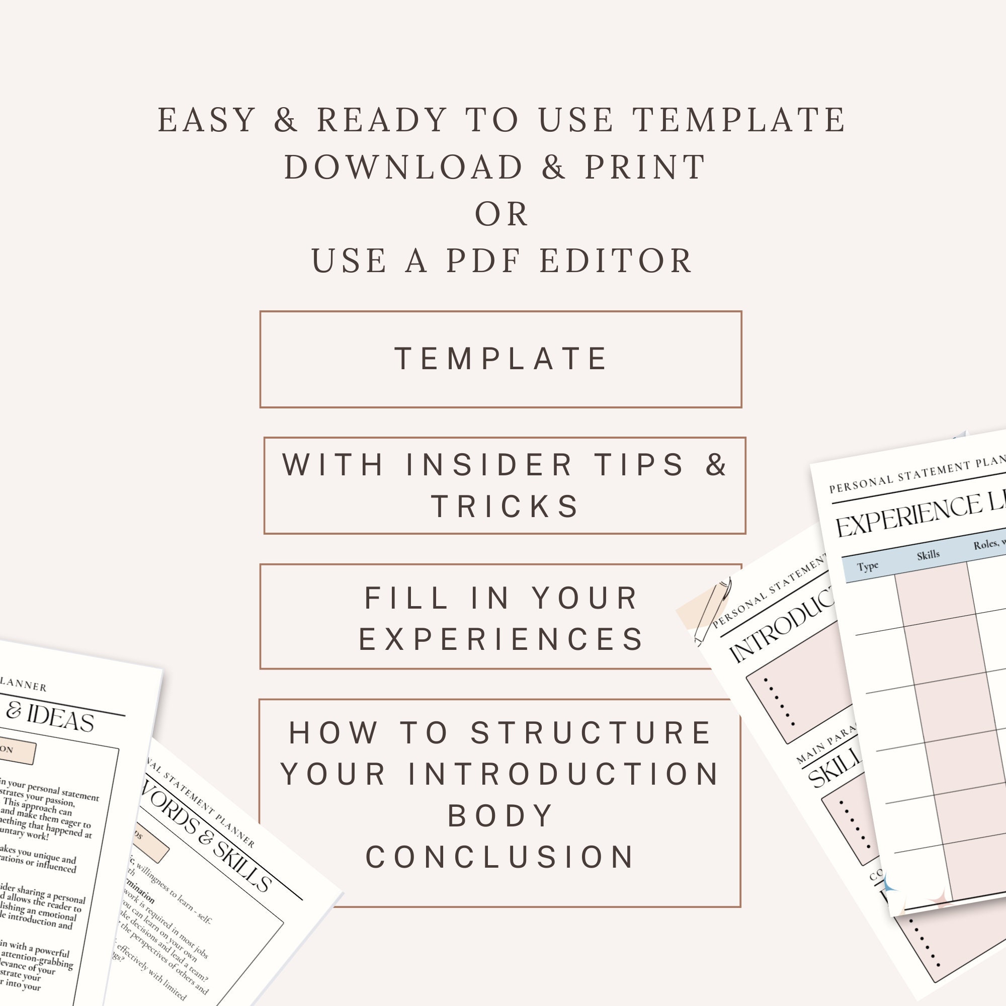 Personal Statement Template / Planner Guide for University - Etsy