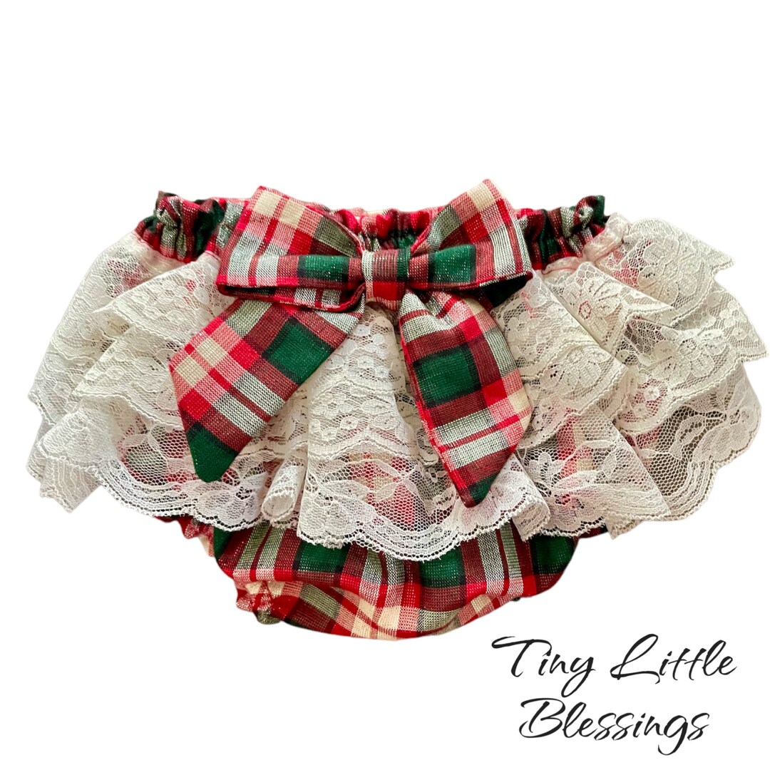 Christmas Ruffle Bloomers, Plaid Ruffle Diaper Cover, Christmas ...