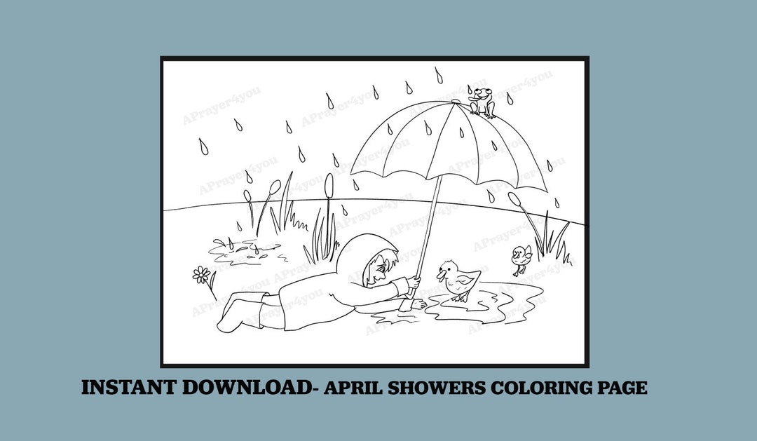 INSTANT DOWNLOAD - April Showers Coloring Page - Have Fun on a Rainy ...