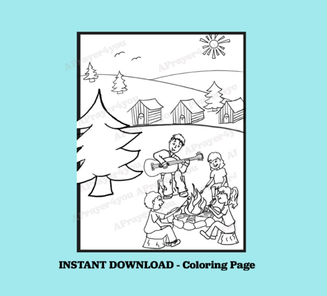 INSTANT DOWNLOAD - Coloring Page - Summer Campfire Fun! - Etsy