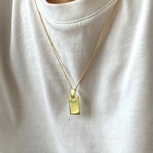 Square Bar Necklace for Men, Gold Plate Geometric Necklace With Chain ...