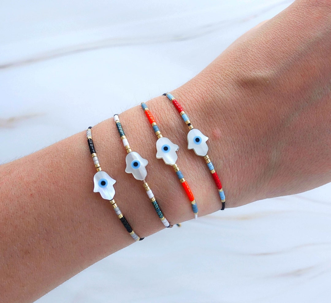 String Bead Hamsa Hand Bracelet - Etsy
