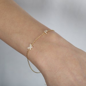 Pave Butterfly Initial Bracelet, Personalized Butterfly Bracelet, Pave Initial Letter Armband - Etsy