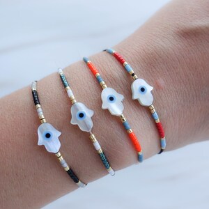 String Bead Hamsa Hand Bracelet - Etsy
