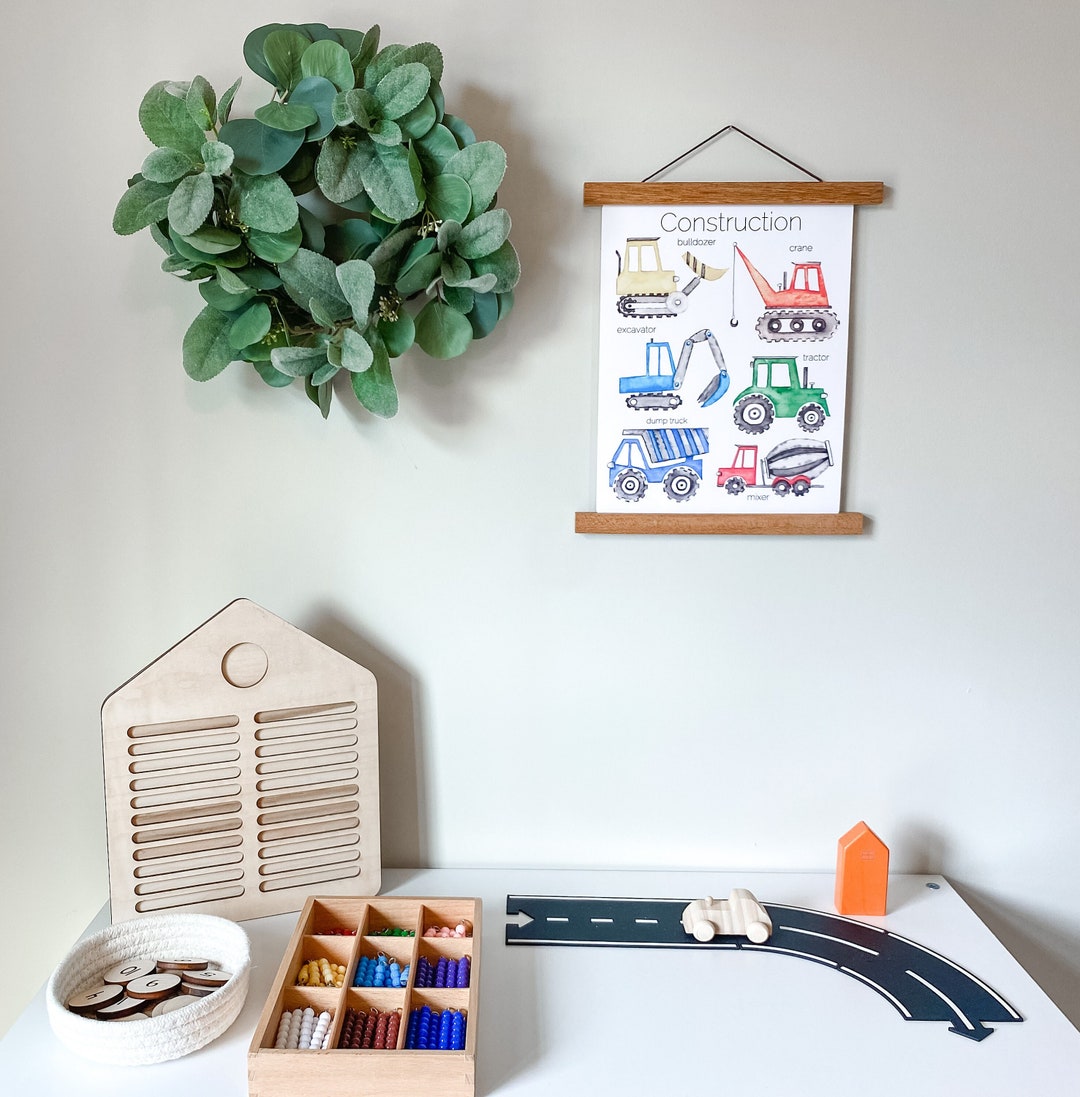 Watercolor Construction Vehicle Poster - Montessori Inspired - Etsy