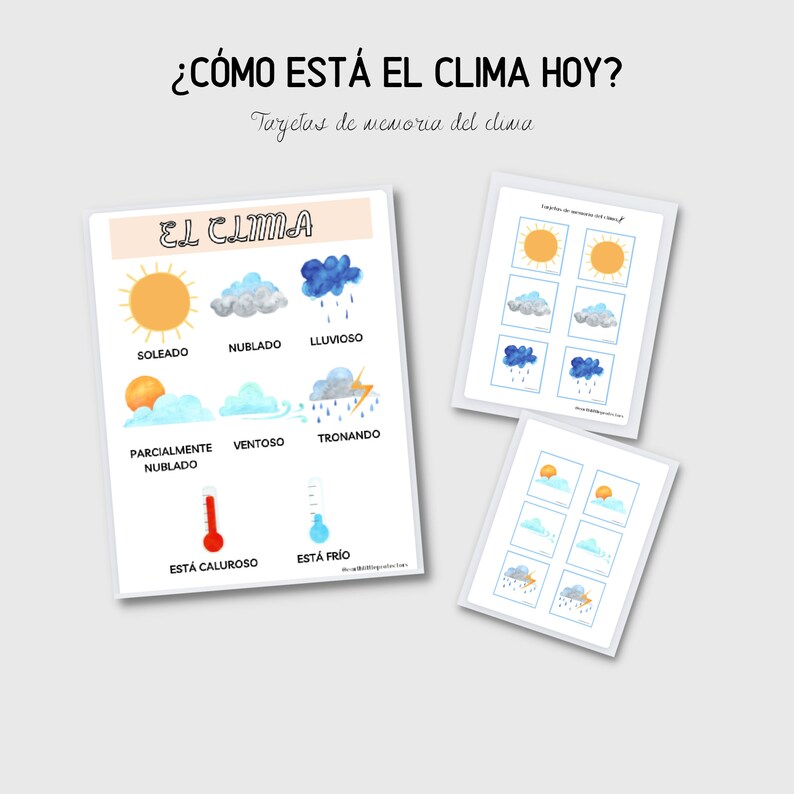 Weather Cards in Spanish Homeschool Printables Preschool Cards Basic ...
