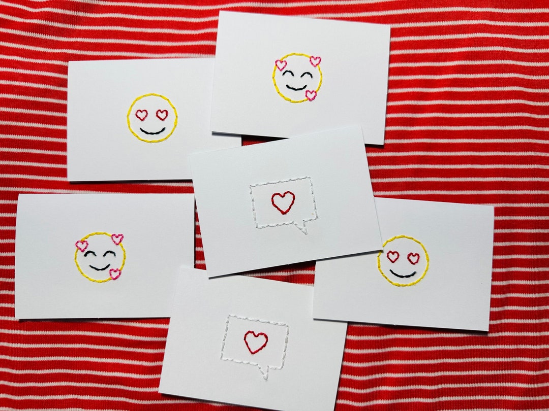 Set of 6 Valentines Cards Emojis - Etsy