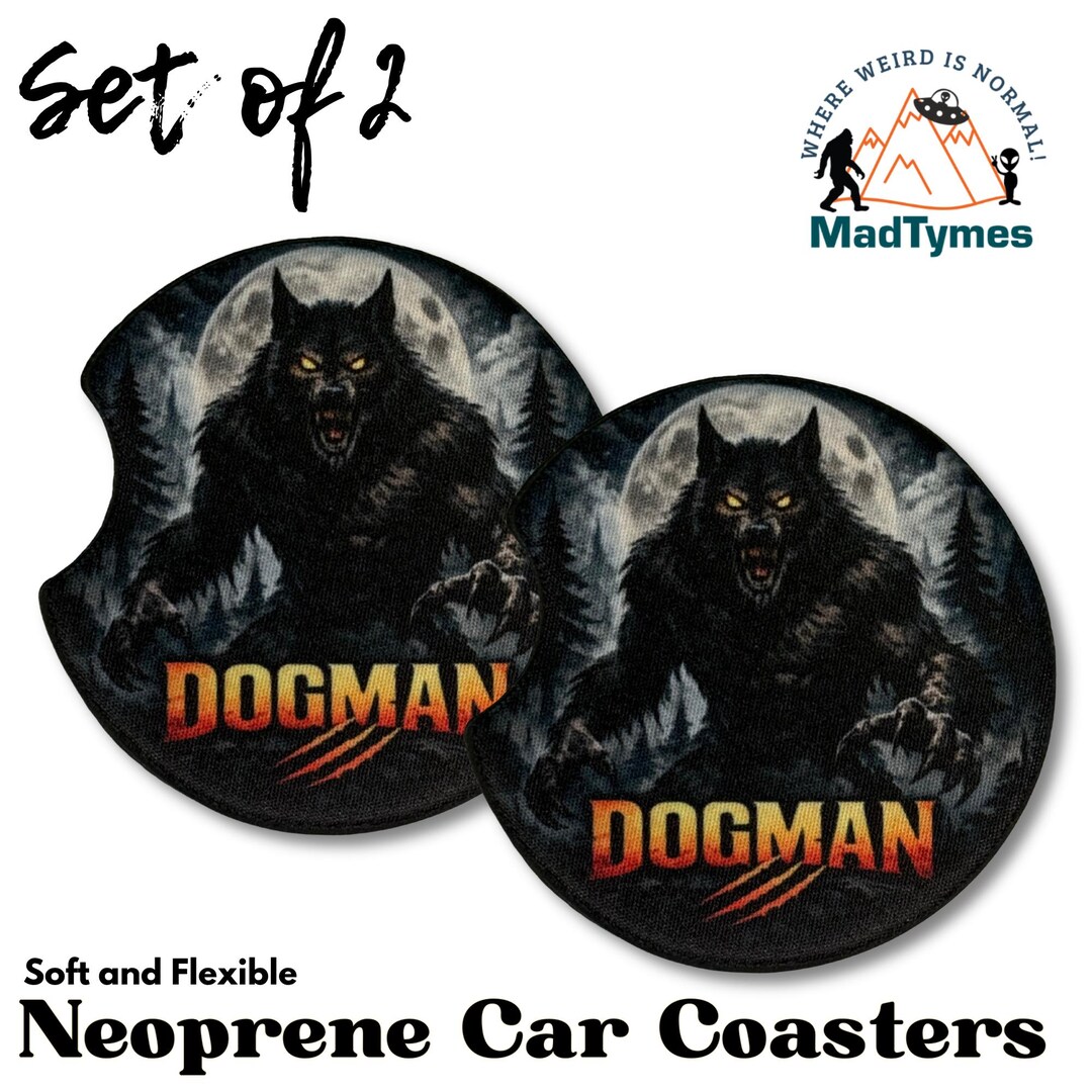 Dogman Cryptid Car Coasters(set of 2)—werewolf Legend Cup Holder ...