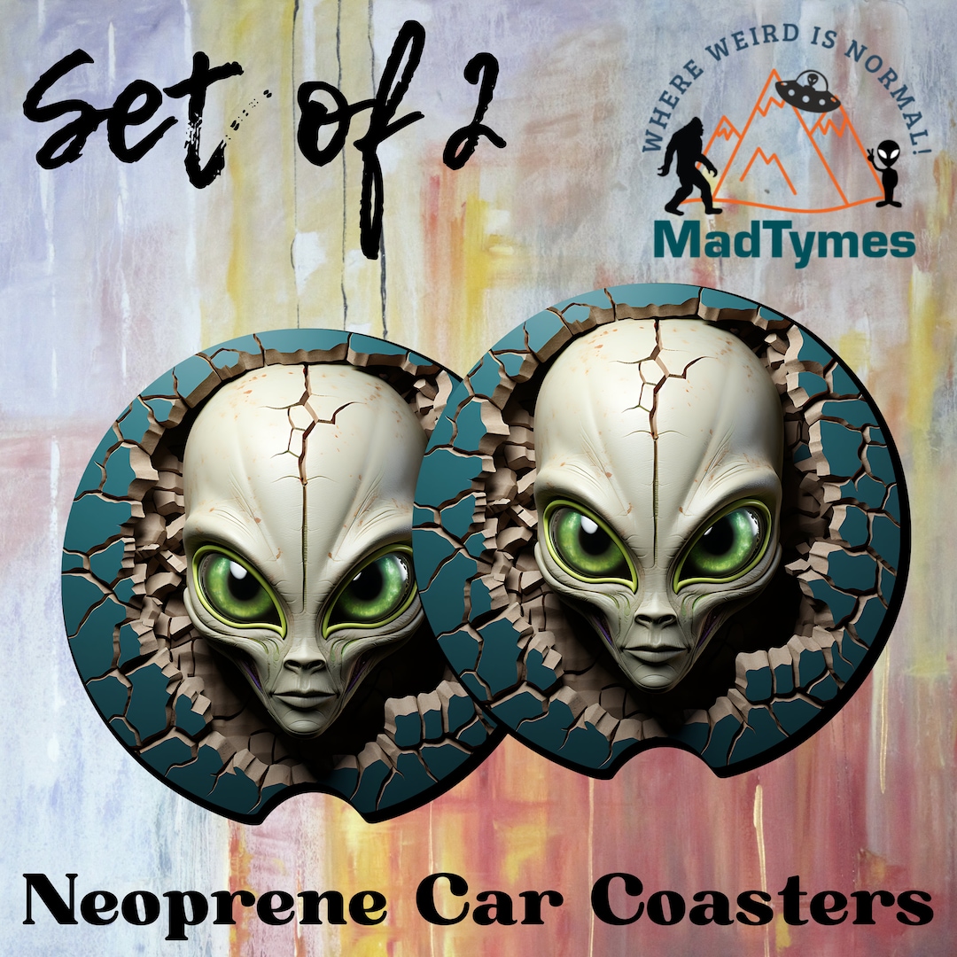 Alien Car Coasters Set of 2 Coasters Funny Alien Car Coasters Alien ...