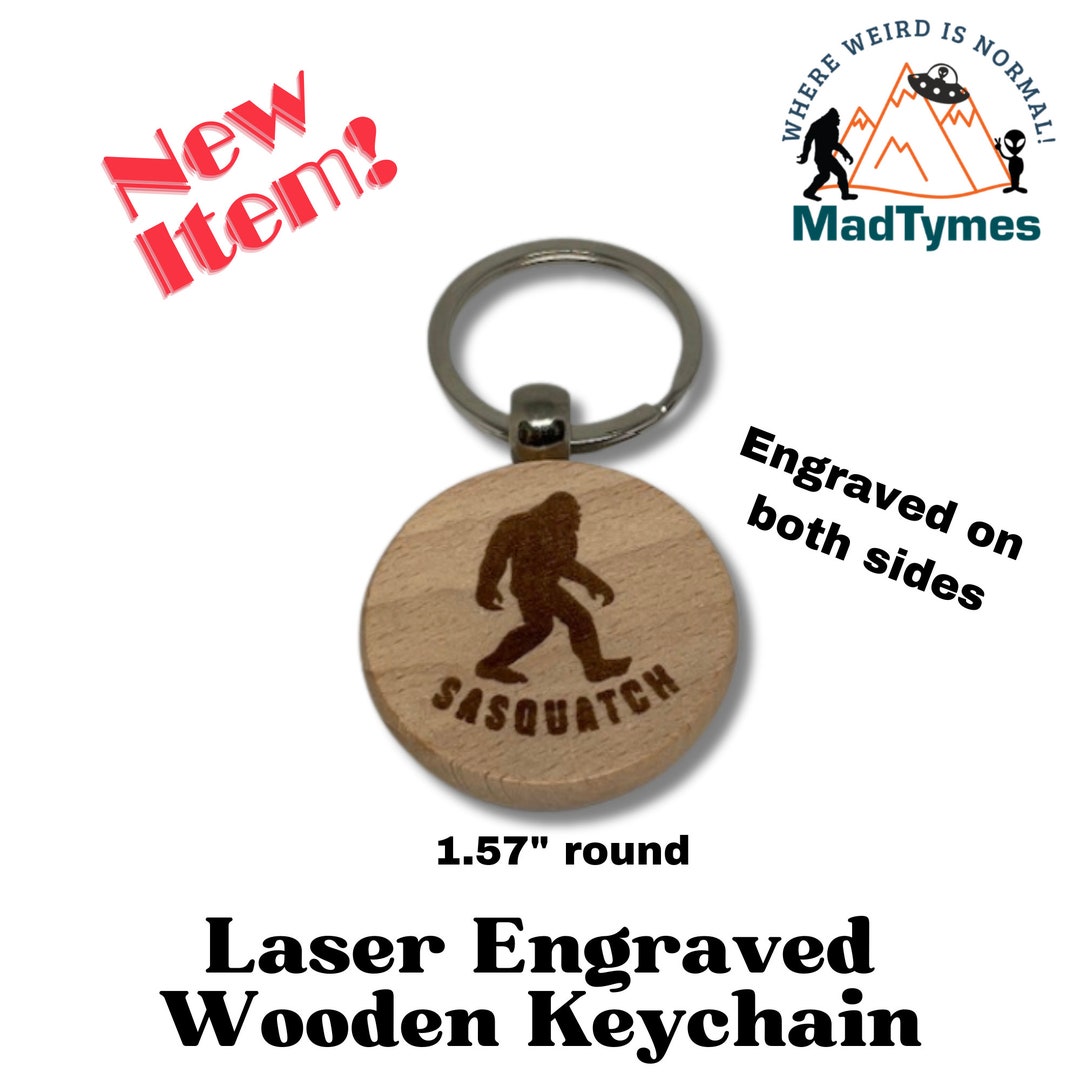 Sasquatch Silhouette Laser Engraved Wood Keychain - Etsy