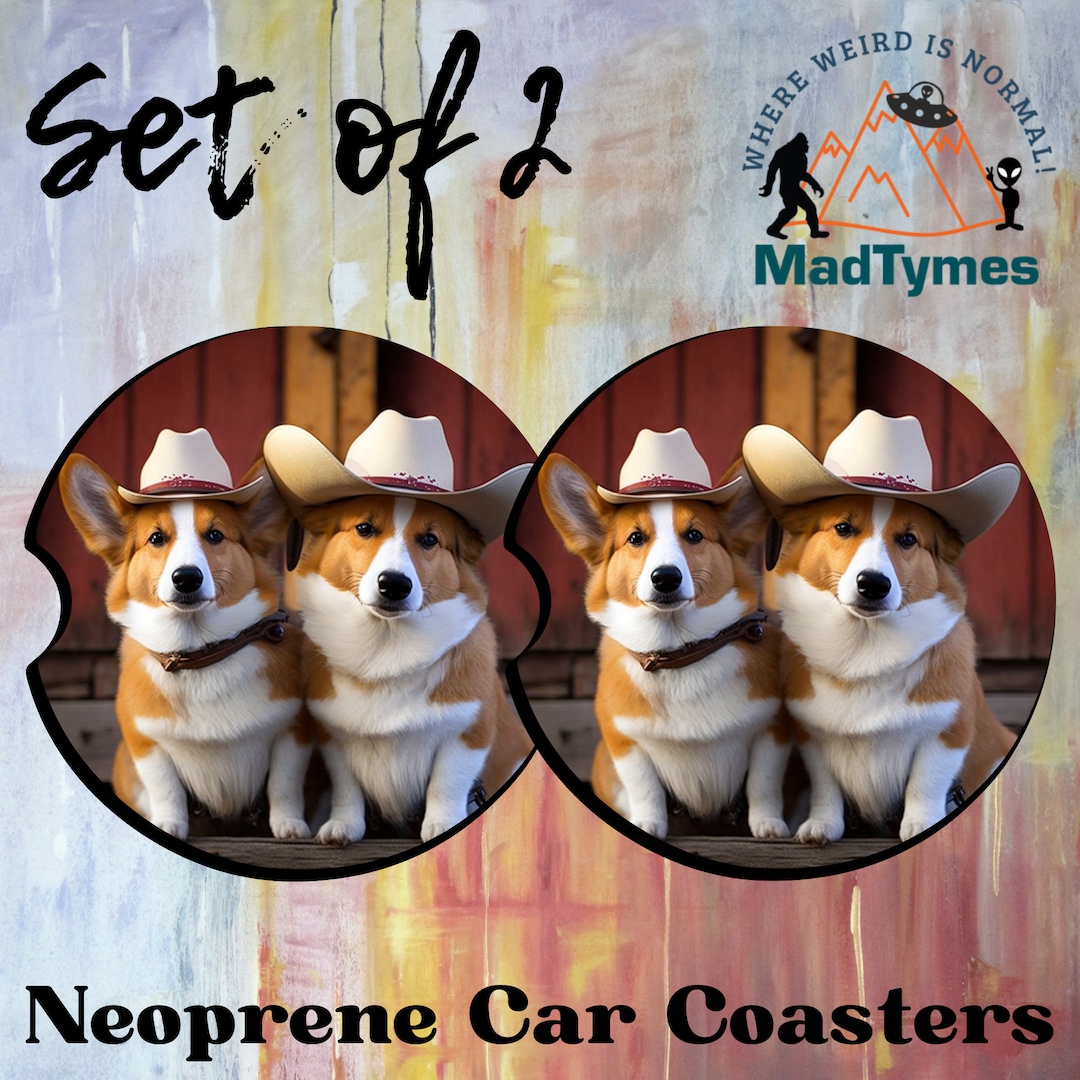 Pembroke Welsh Corgi Car Coasters Set of 2 Corgi Lover Gifts Cowboy ...