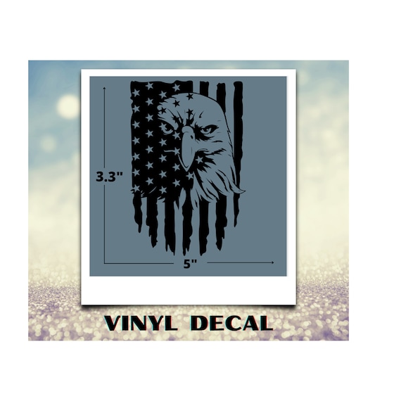 Eagle and American Flag Vinyl Decal Matte Black | Etsy