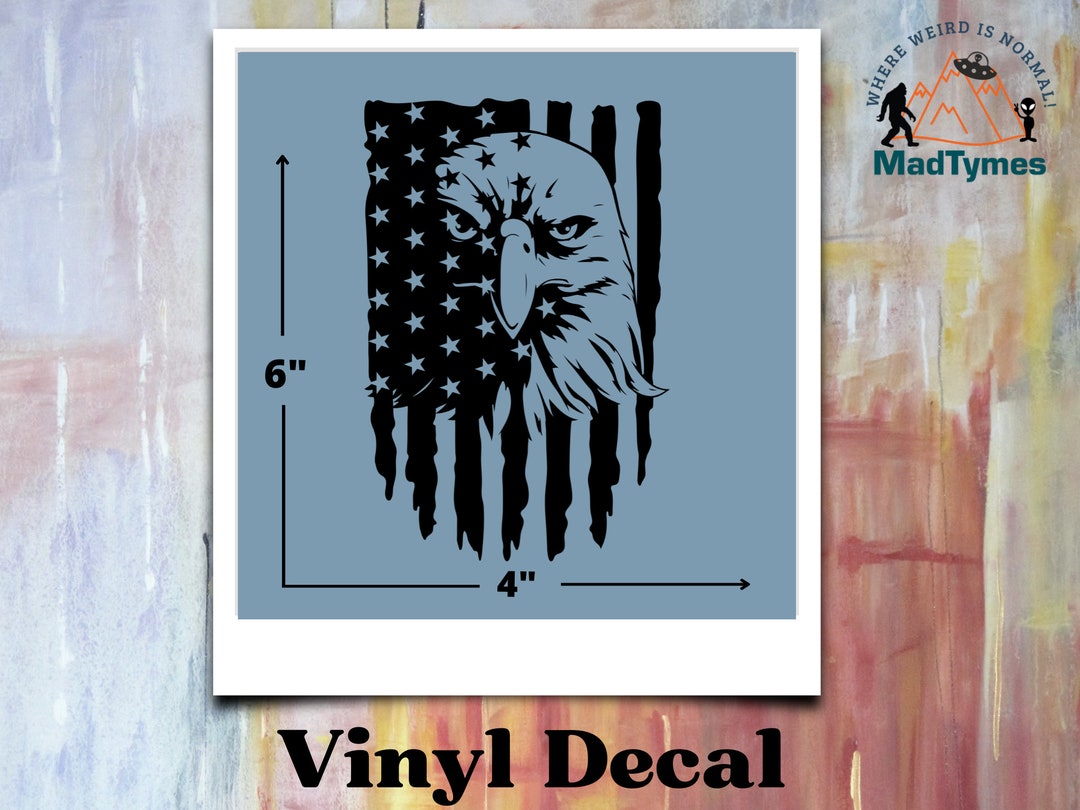 Eagle and American Flag Vinyl Decal Matte Black Vertical;american Eagle ...