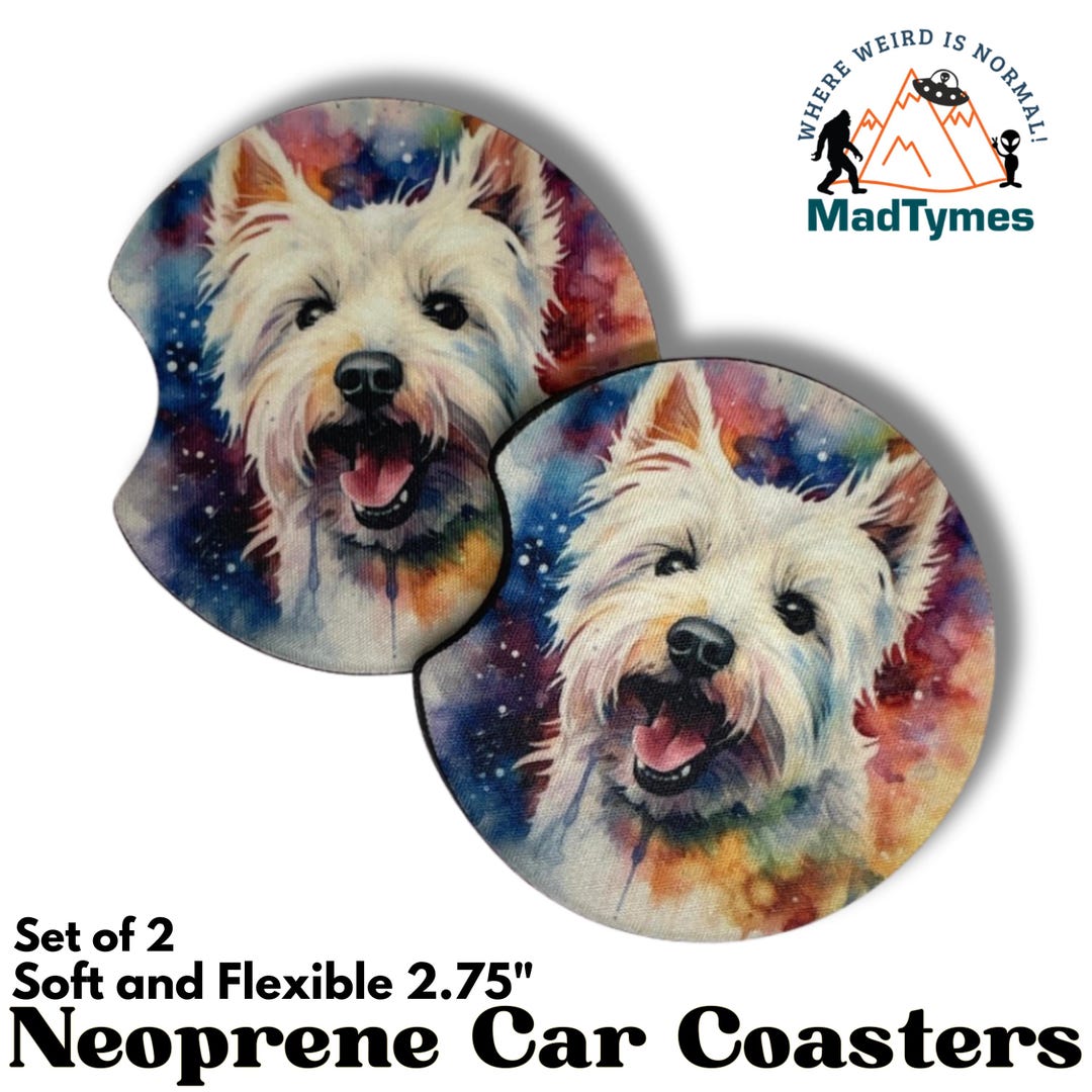 West Highland White Terrier Westie Colorful Car Coasters Set of 2 ...