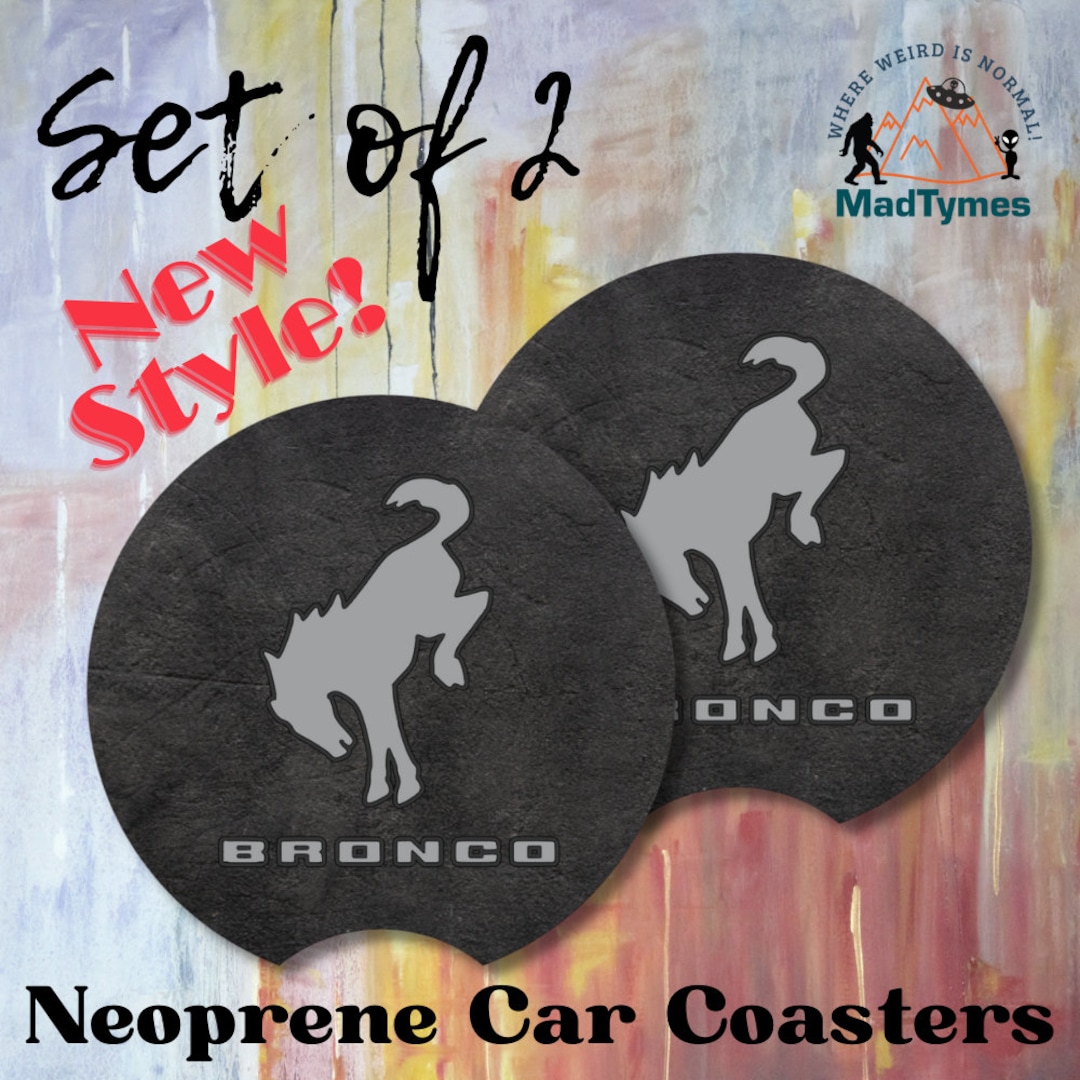 Bronco CAR Cup Holder Coaster Car Coasters Set of 2 Ford Bronco Retro ...