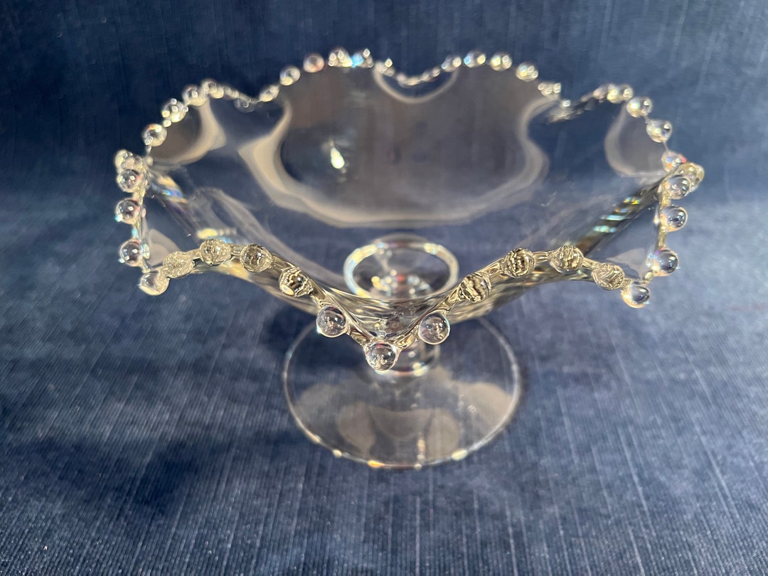 RARE! Crimped Compote Pedestal Serving Dish, Imperial Glass Candlewick ...