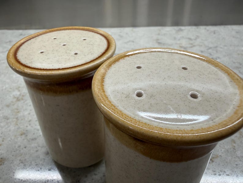 Mikasa Stone Manor Salt and Pepper Shakers – Cream Speckled Stoneware ...