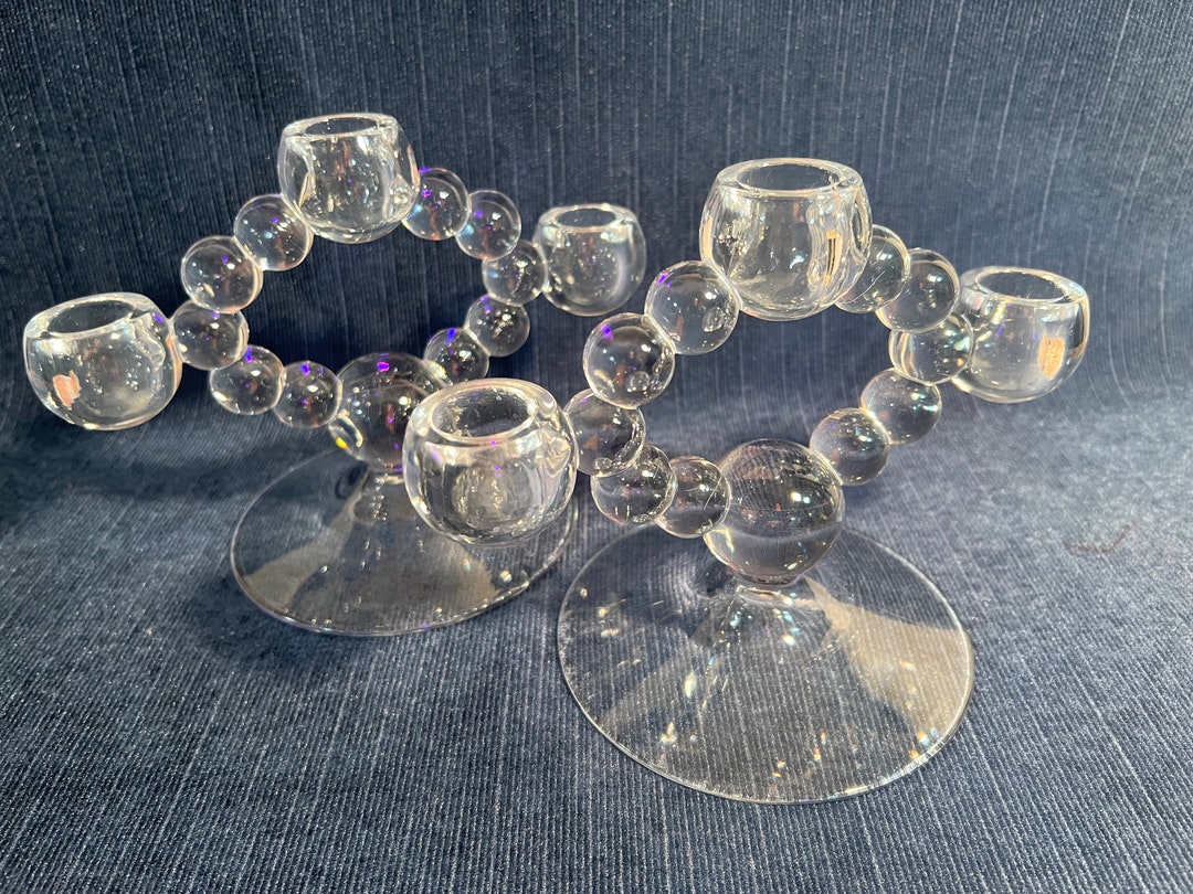 Pair Imperial Glass Candlewick 3-light Candlesticks, Candelabra RARE ...