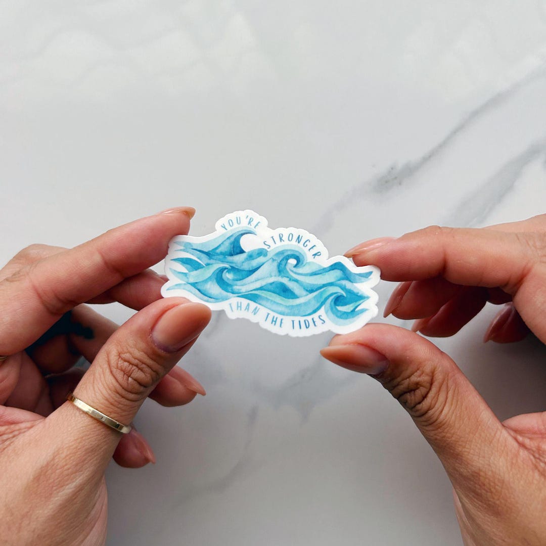 Blue Ocean Waves Sticker for Journal, Retro Wave Sticker for Laptop ...