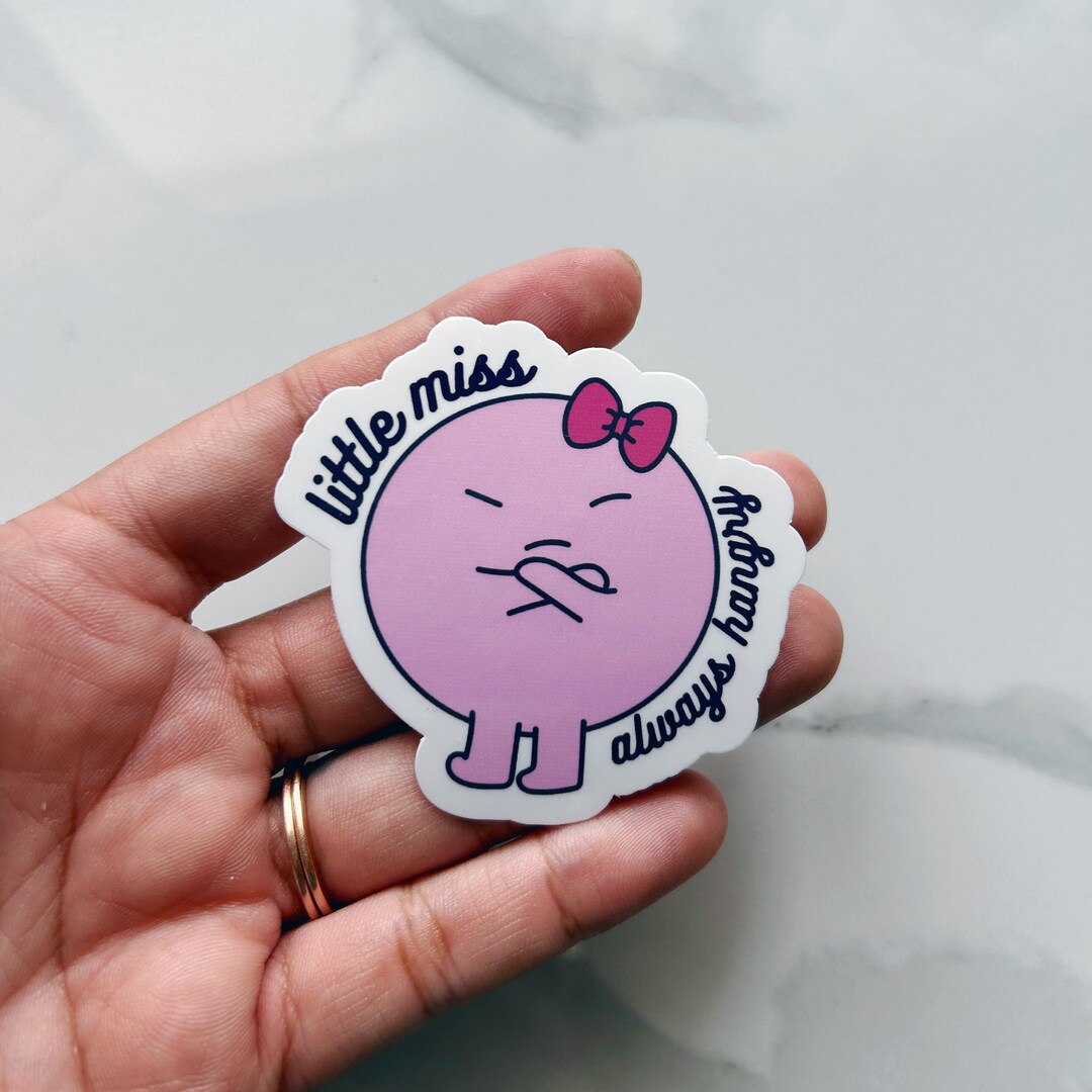 Cute Creature Hangry Sticker, Hungry Foodie Quotes Decal, Funny Kawaii ...