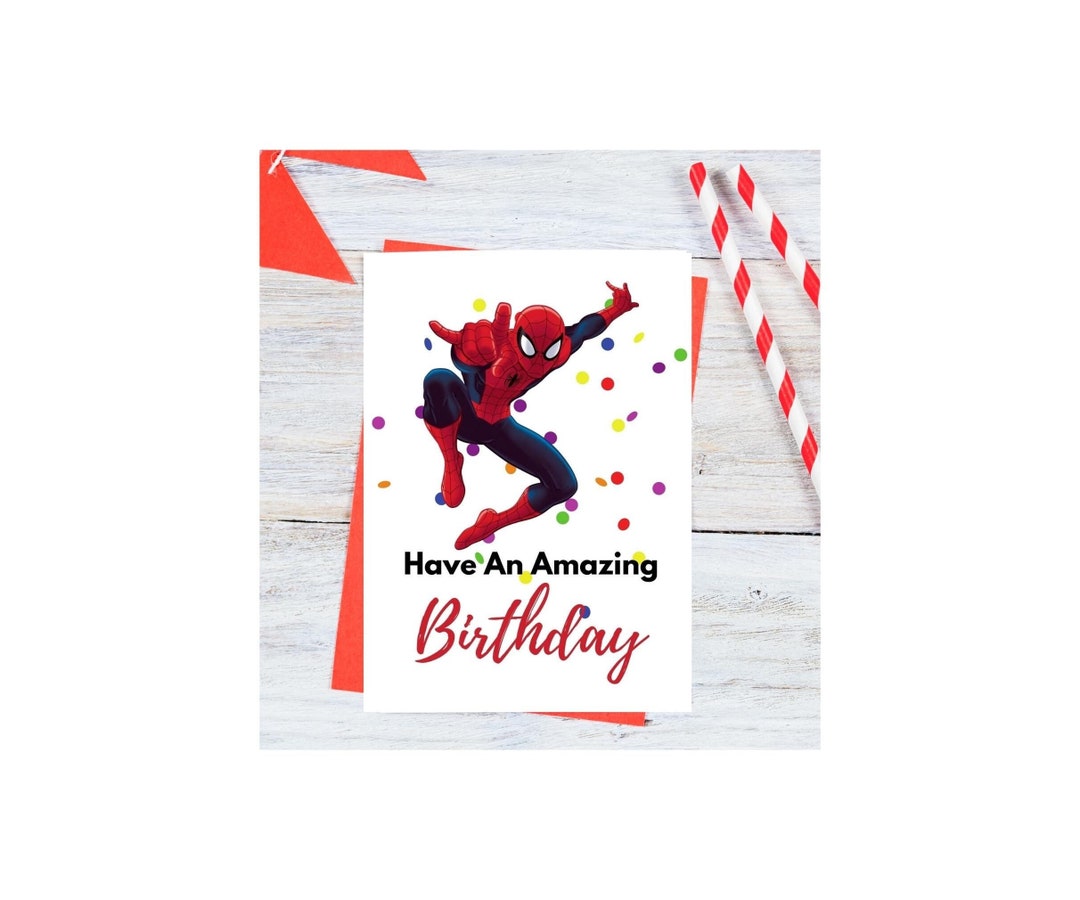 Have an Amazing Birthday, "spiderman" Greeting Card, 7x5 Inch Card With ...