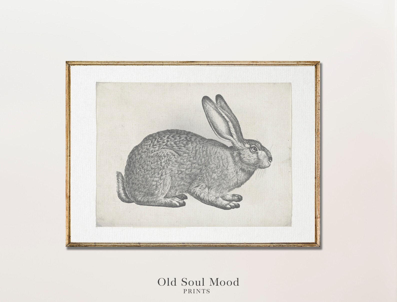 Vintage Rabbit Drawing Bunny Sketch Easter Wall Art | Etsy