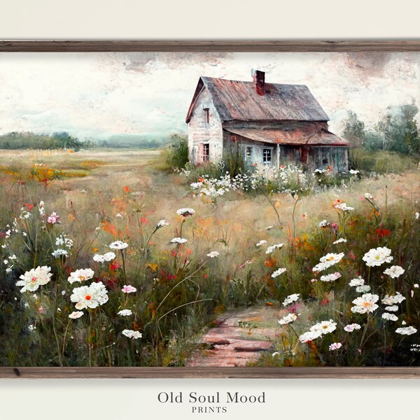 Antique Meadow Scene - Etsy