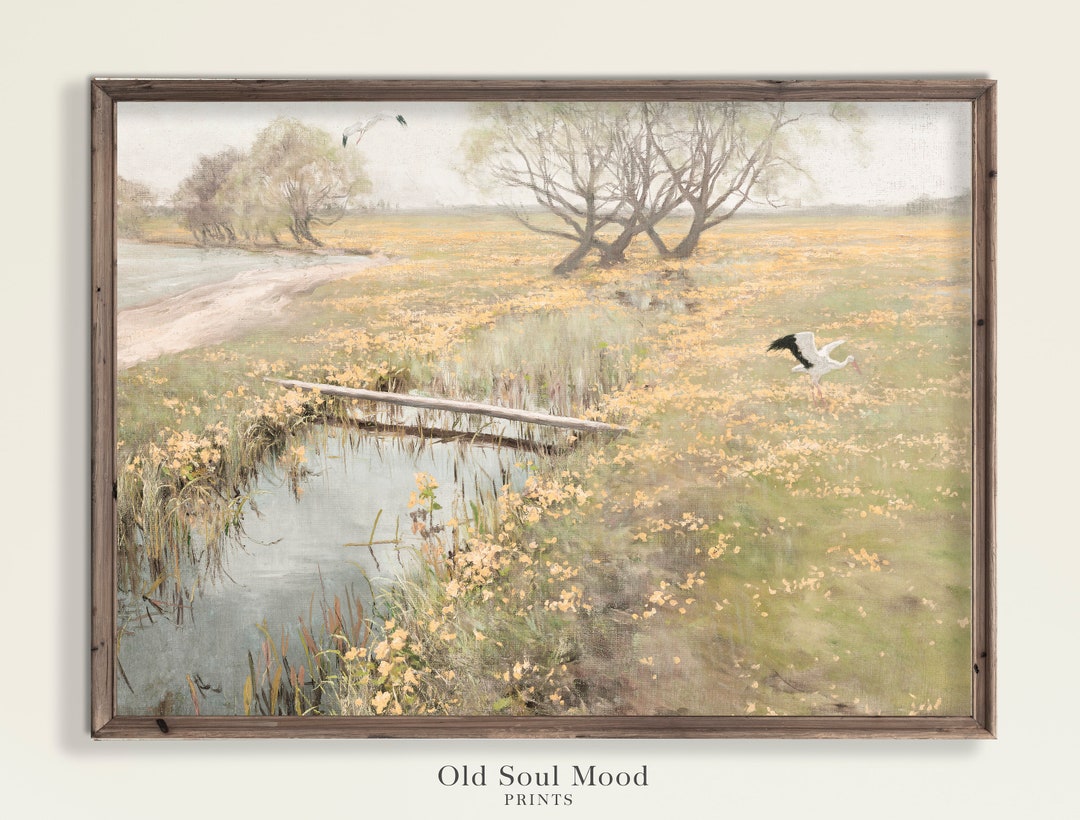 Spring Field Wall Art, Printable Wildflower Field, Landscape Oil ...