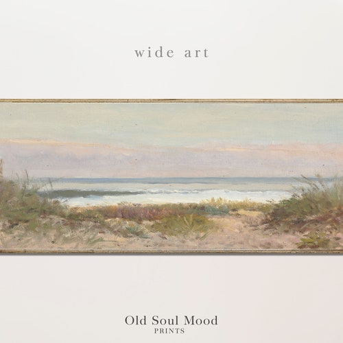 Long Landscape Painting Beach Print Vintage Panoramic - Etsy