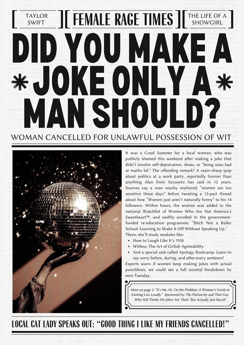 CANCELLED | Taylor, Showgirl Inspired, Newsprint Poster, Vintage, Retro ...