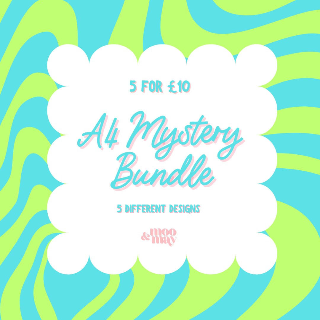 A4 MYSTERY PRINT BUNDLE Mystery A4 Print Box, 5x A4 Unframed Art ...