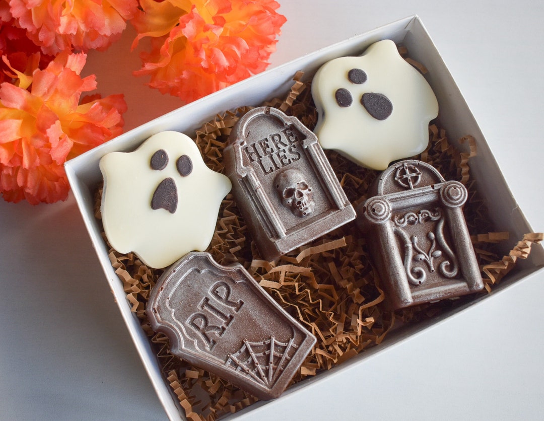 Halloween Chocolate Tombstone & Ghost Cookies | Party Treats Gift Box ...
