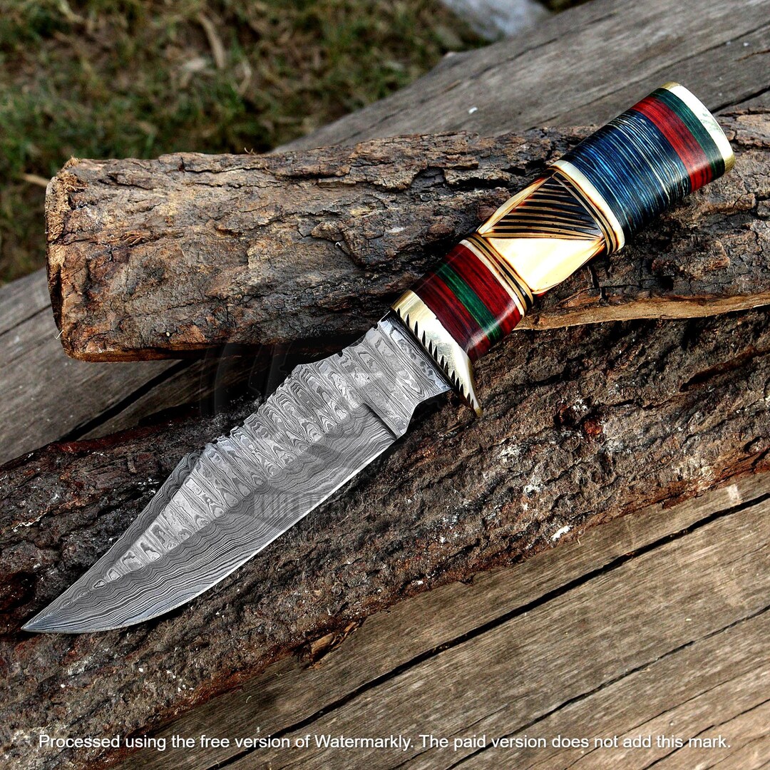 Hand Forged Damascus Steel Bowie Knife - Custom Hunting Knife - Best ...