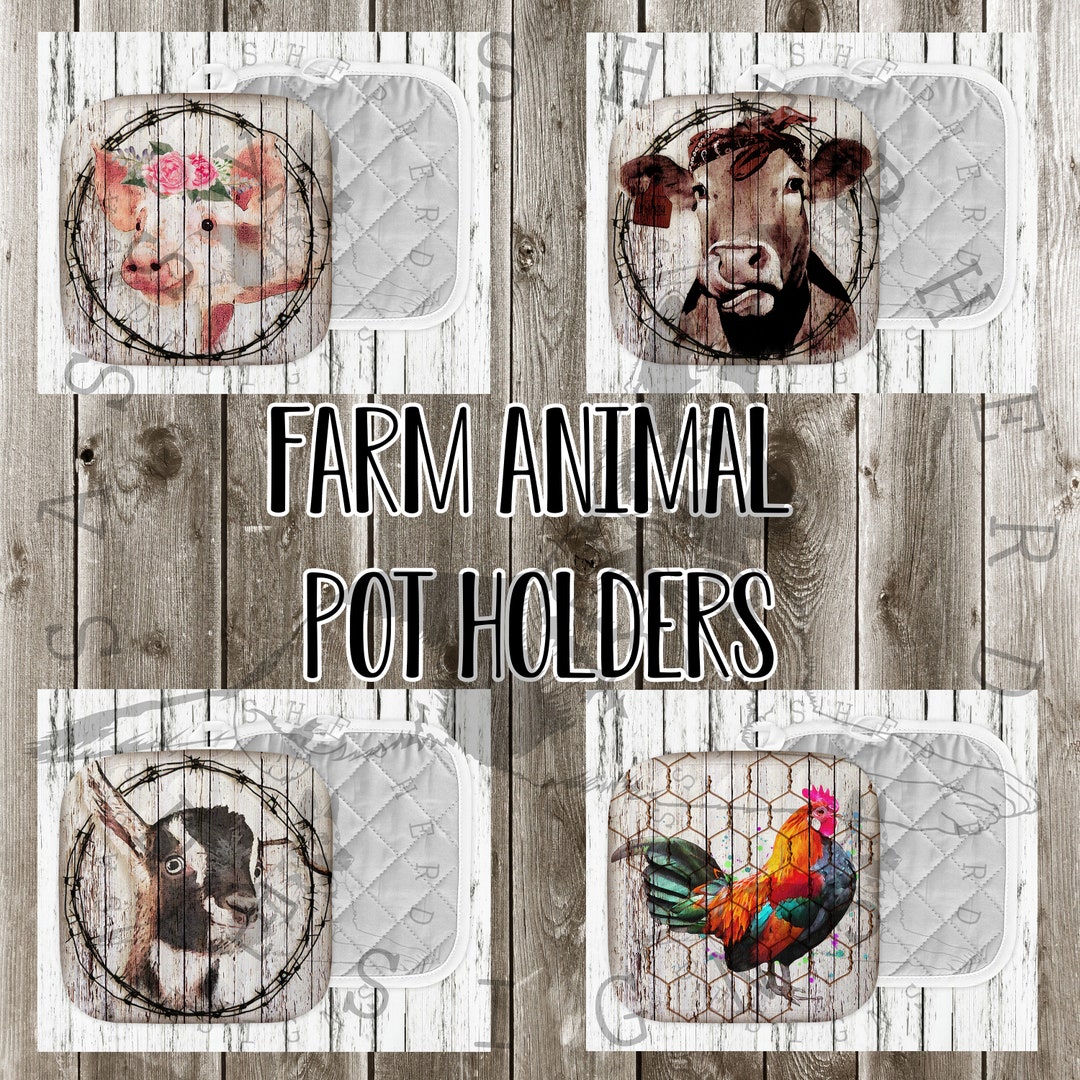 Farm Animal Hot Pad Cow Goat Pig Rooster Pot Holder - Etsy
