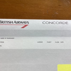 British Airways Concorde Original Flight Boarding Pass Unused Mint 1996 ...