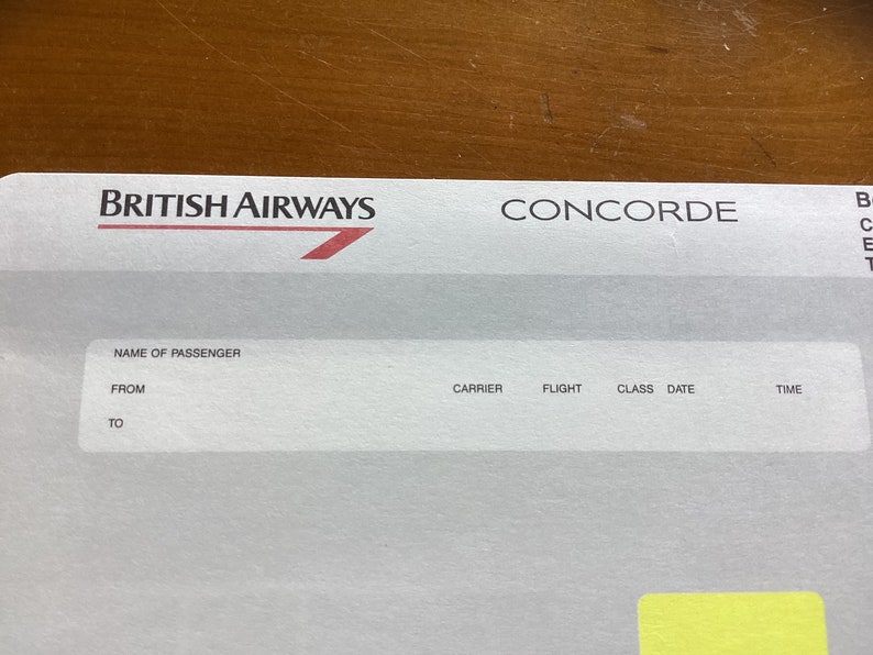 British Airways Concorde Original Flight Boarding Pass Unused Mint 1996 ...