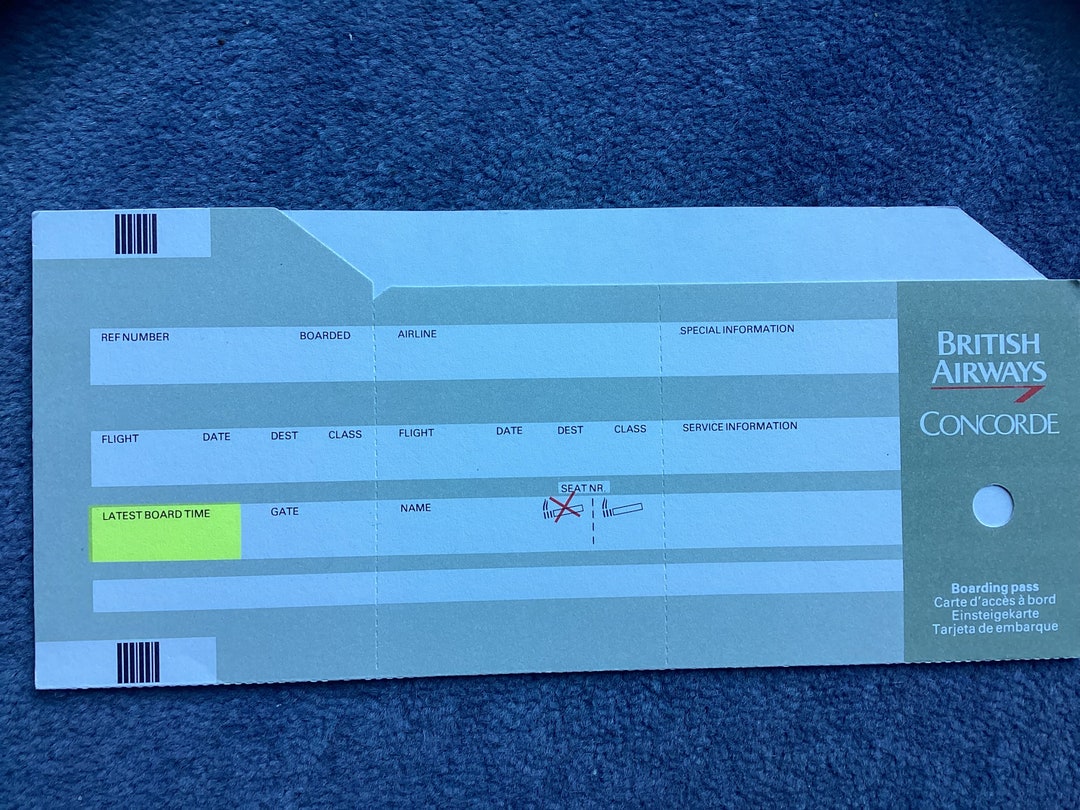 British Airways Concorde Original Flight Boarding Pass Unused Mint 1996 ...