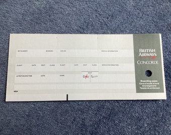 British Airways Concorde Original Flight Boarding Pass Unused Mint 1996 ...
