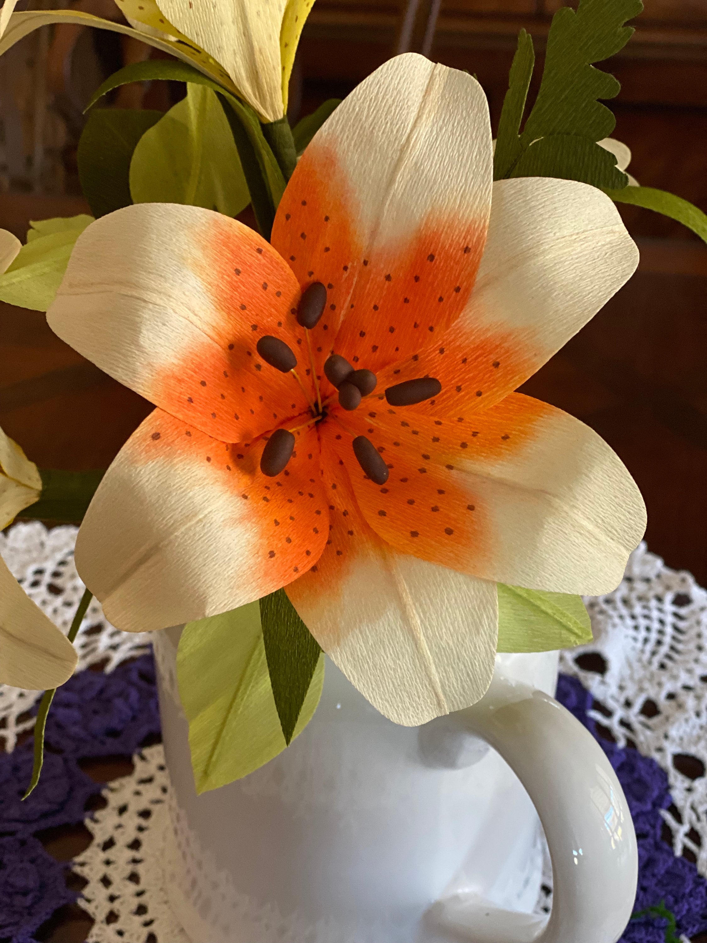 Crepe Paper Tiger Lily (lilium Columbianum) -- 1 Stem - Etsy