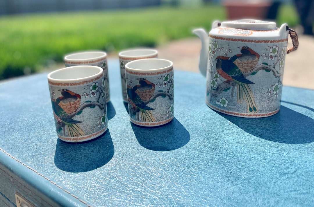 Vintage Japanese Birds of Paradise Tea Set - Etsy