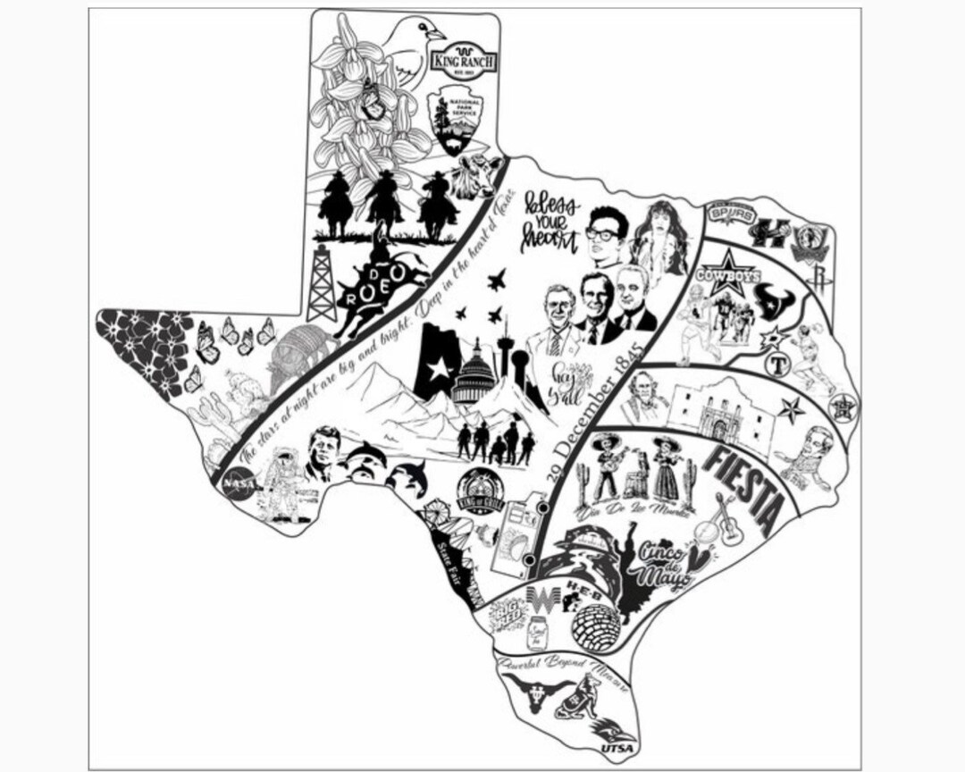 BEST of TEXAS COLLAGE, Texas Digital Print, Texas Map Photo, State Wall ...