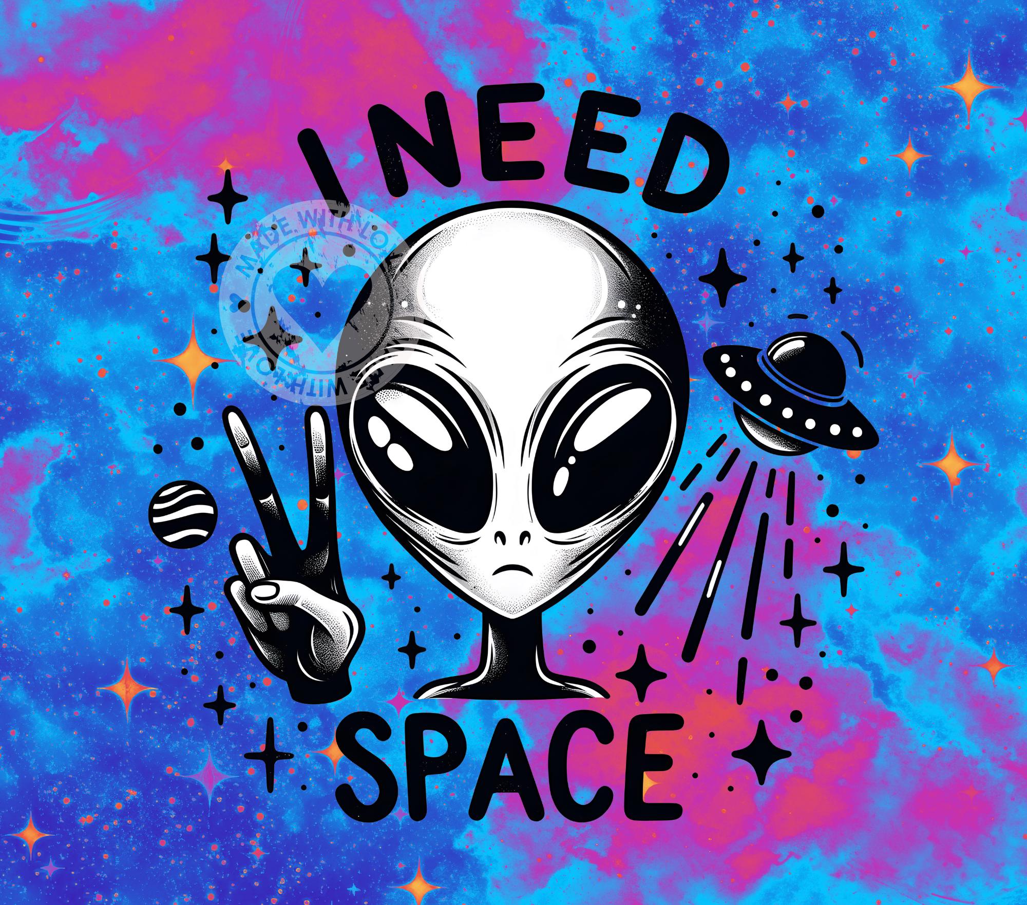 Alien Space I Need Space Blue Pink Galaxy 20 Oz Tumbler Wrap Png - Etsy