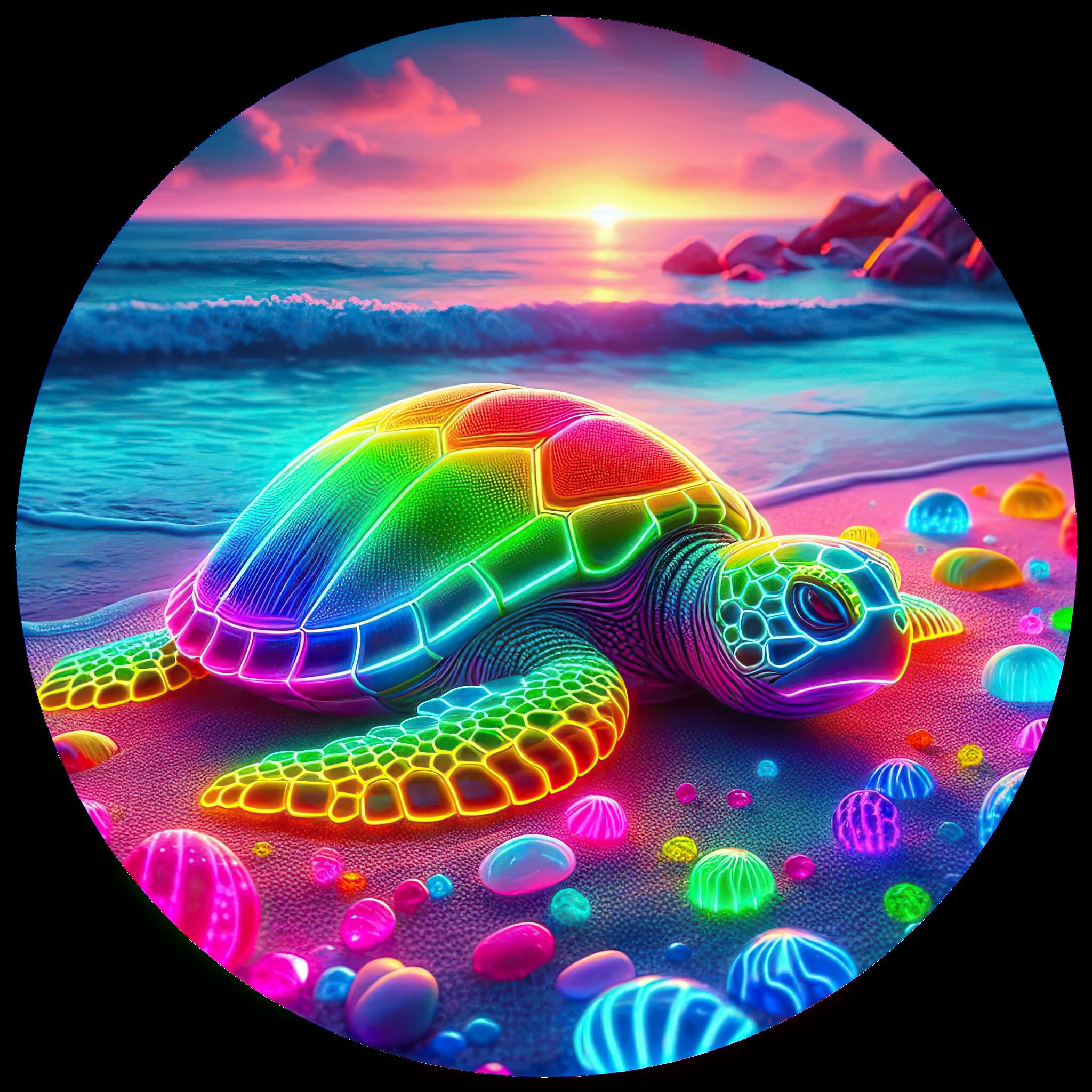 Neon Turtle Png Sublimation Wind Spinner Glow Bundleneon Turtle Png ...